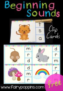 Beginning Sounds Clip Cards - Fairy Poppins