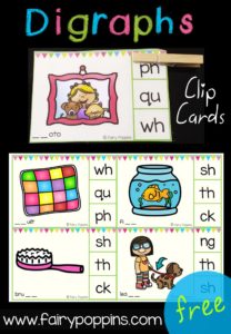Digraph Clip Cards - Fairy Poppins