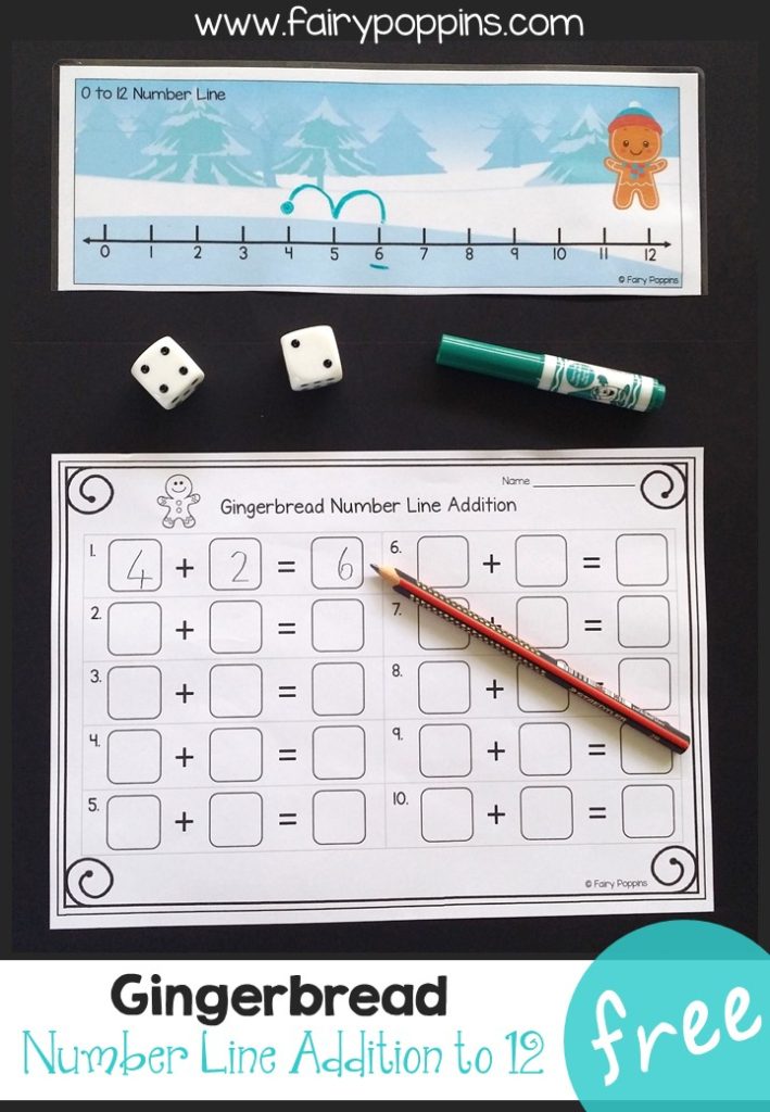 Gingerbread Number Line Addition to 12 - Fairy Poppins