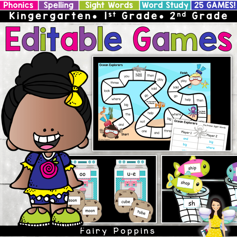 Sight Word & Spelling Games {Editable} - Fairy Poppins