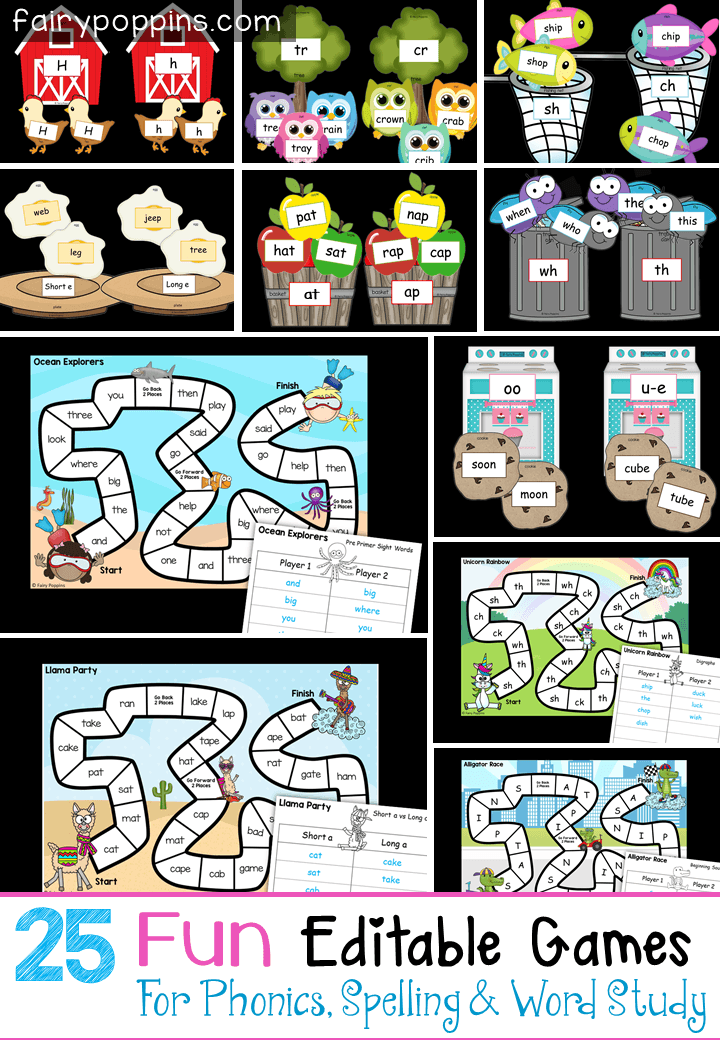 Sight Word & Spelling Games {Editable} - Fairy Poppins