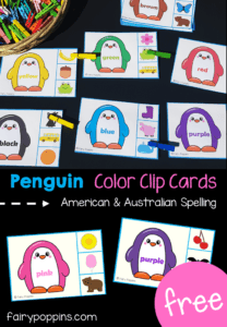 Penguin Color Clip Cards - Fairy Poppins