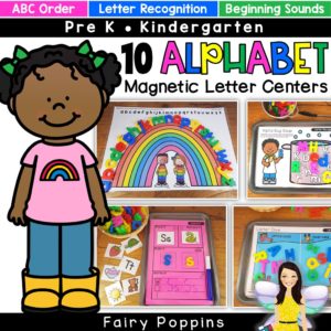 Alphabet Centers and Activities (Magnetic Letters) - Fairy Poppins