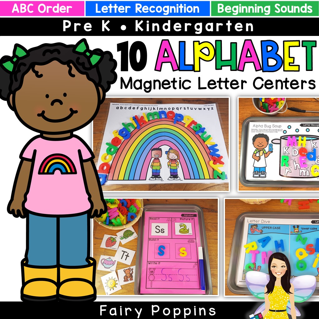 Alphabet Centers and Activities (Magnetic Letters) - Fairy Poppins