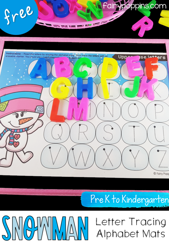 Snowman Letter Tracing Mats - Fairy Poppins