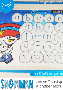 Snowman Letter Tracing Mats - Fairy Poppins