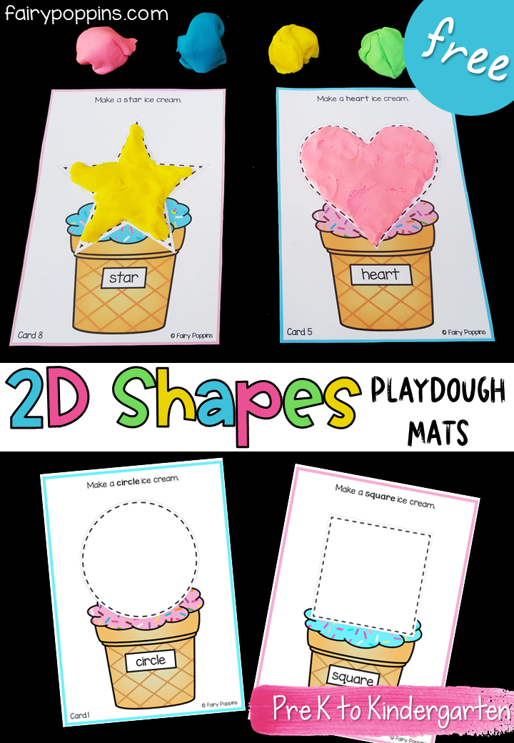 2D Shapes Ice Cream Playdough Mats - Fairy Poppins