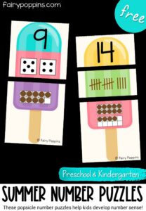 Summer Popsicle Number Puzzles - Fairy Poppins