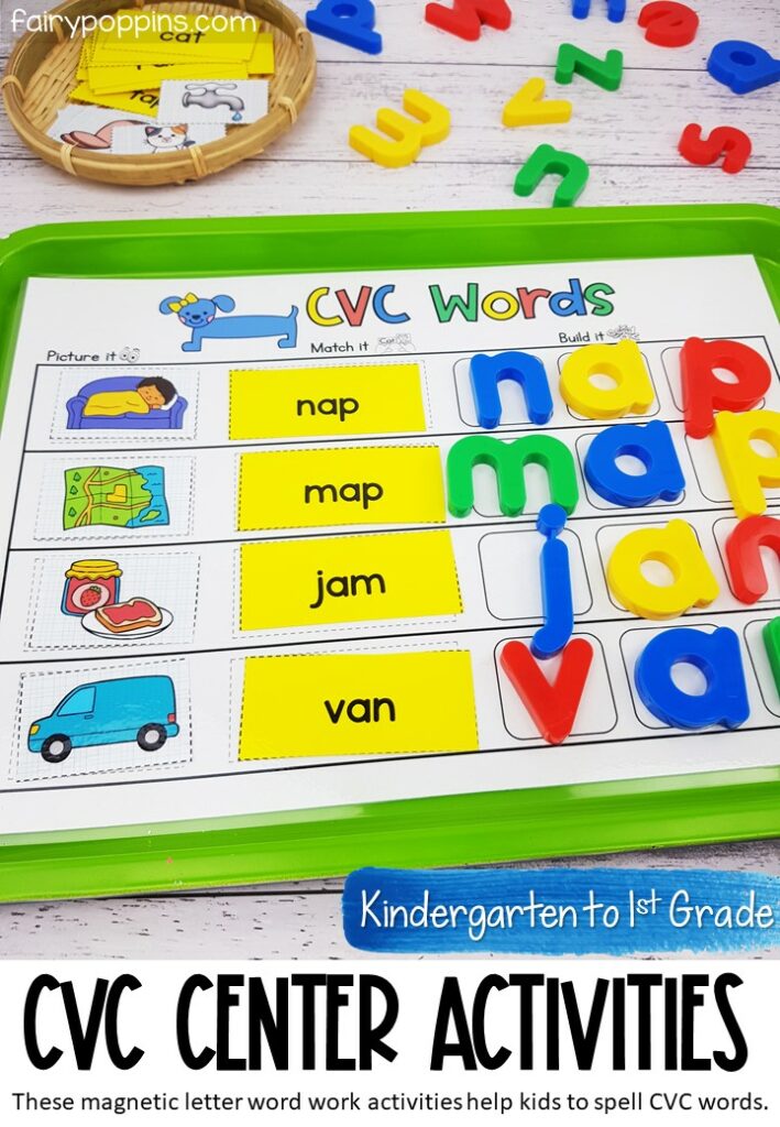 CVC Word Activities (Magnetic Letters) - Fairy Poppins