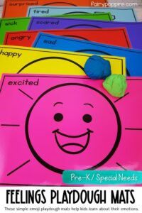 Feelings and Emotions Playdough Mats (Emojis) - Fairy Poppins