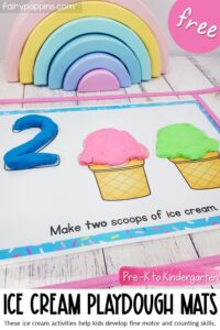 Ice Cream Number Playdough Mats - Fairy Poppins