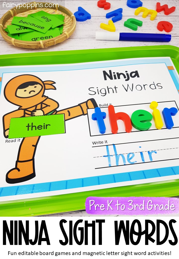 Ninja Sight Word Activities - Fairy Poppins