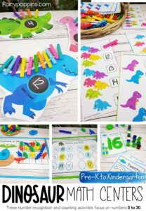 Dinosaur Math Centers - Numbers 0 to 30 - Fairy Poppins