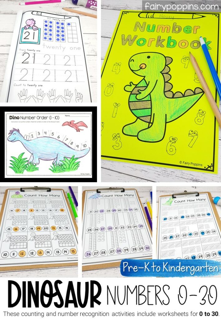 Dinosaur Math Activities (0-30) - Fairy Poppins