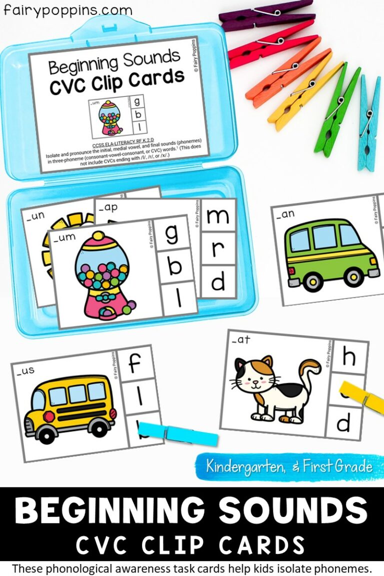 Phonological Awareness Activities for Kindergarten - Fairy Poppins