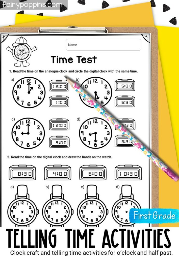 First Grade Telling Time Activities - Fairy Poppins