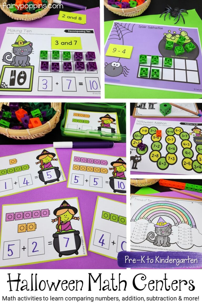 Halloween Math Centers for Kindergarten - Fairy Poppins