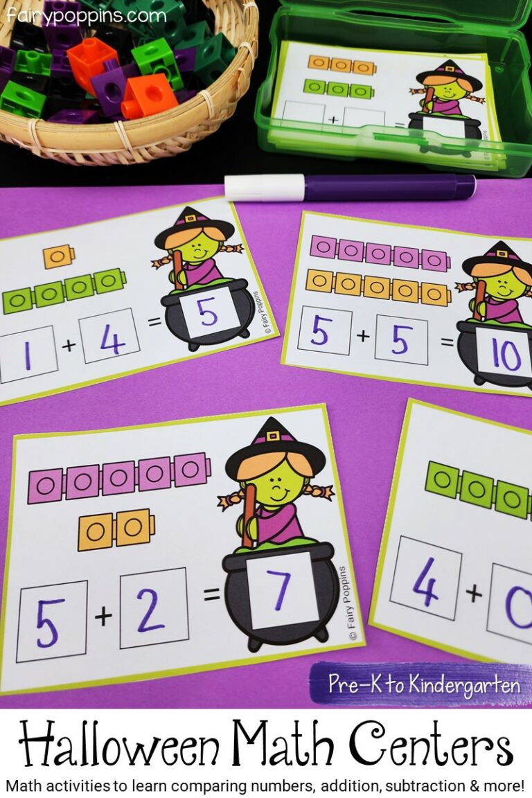Halloween Math Centers for Kindergarten - Fairy Poppins