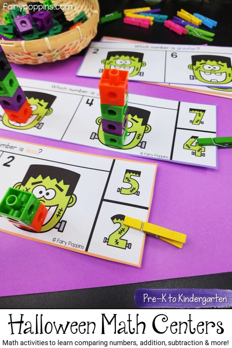 Halloween Math Centers for Kindergarten - Fairy Poppins