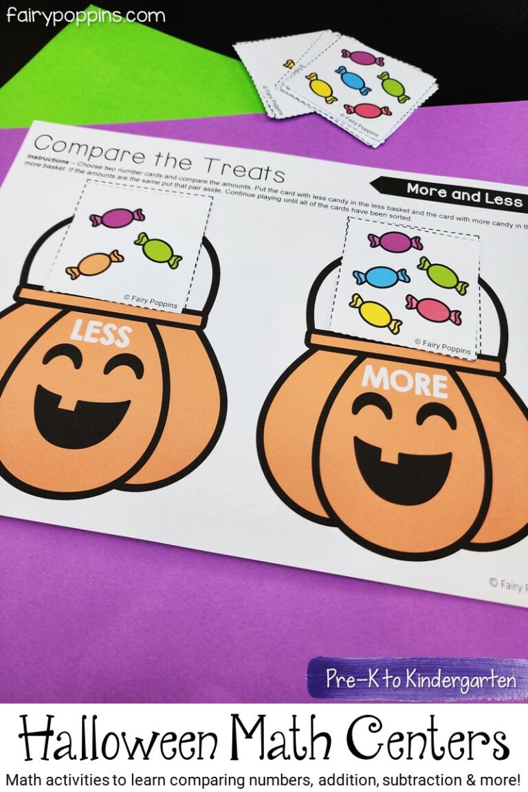 Halloween Math Centers for Kindergarten - Fairy Poppins