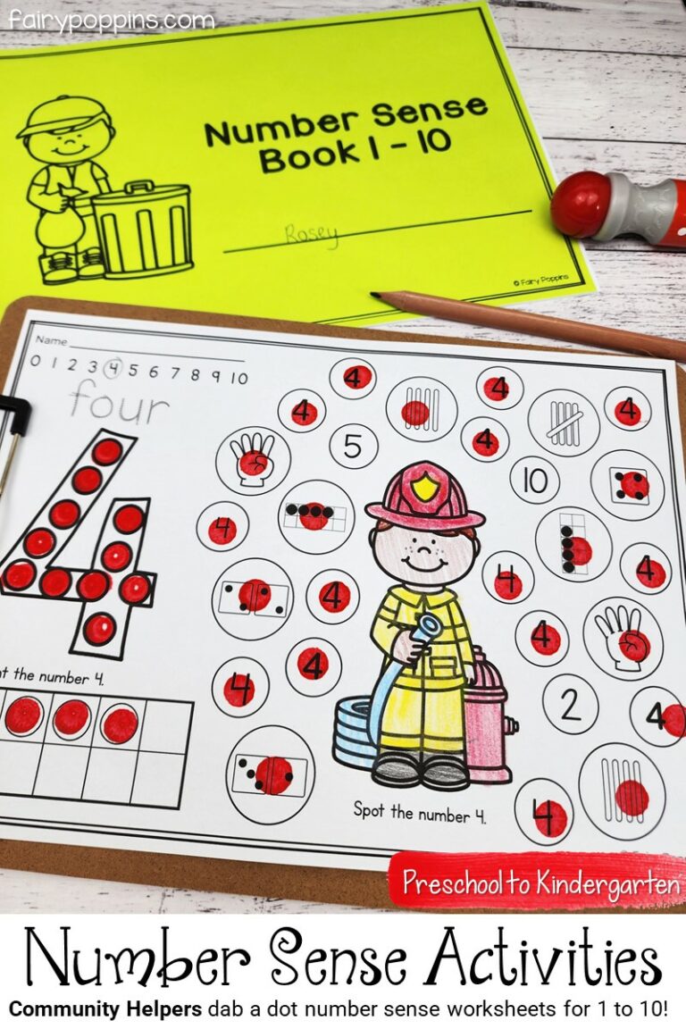 Kindergarten Number Sense Activities (1-10) - Fairy Poppins