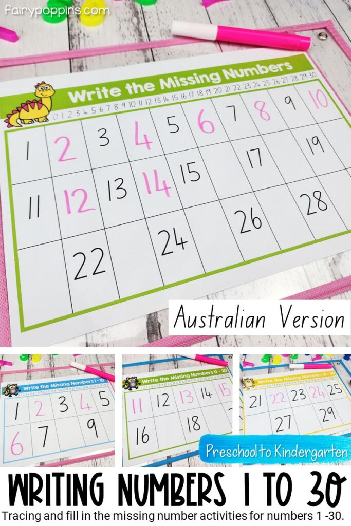 Tracing Numbers Practice for Kids - 1 to 30 - Fairy Poppins