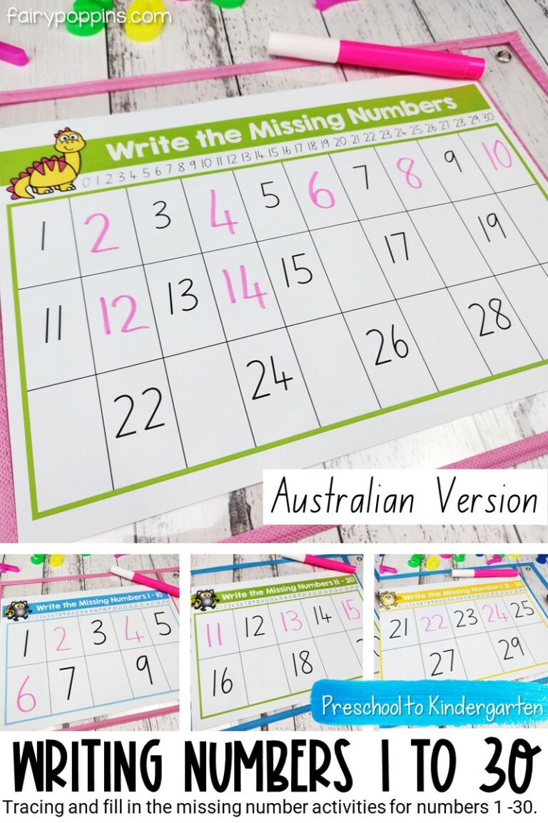 Tracing Numbers Practice for Kids - 1 to 30 - Fairy Poppins