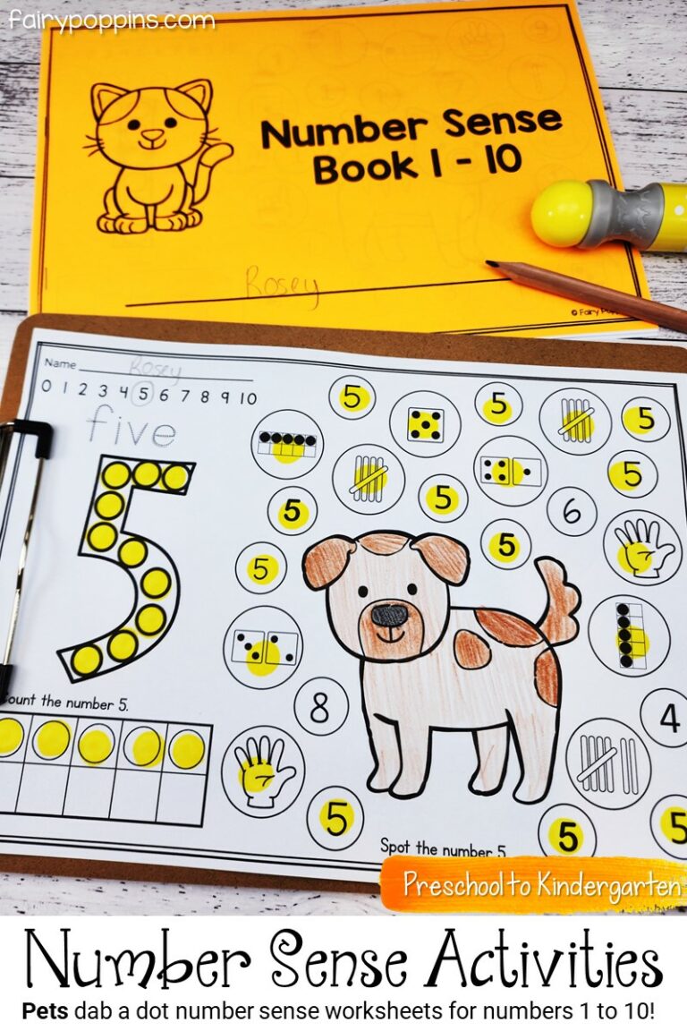 Kindergarten Number Sense Activities (1-10) - Fairy Poppins