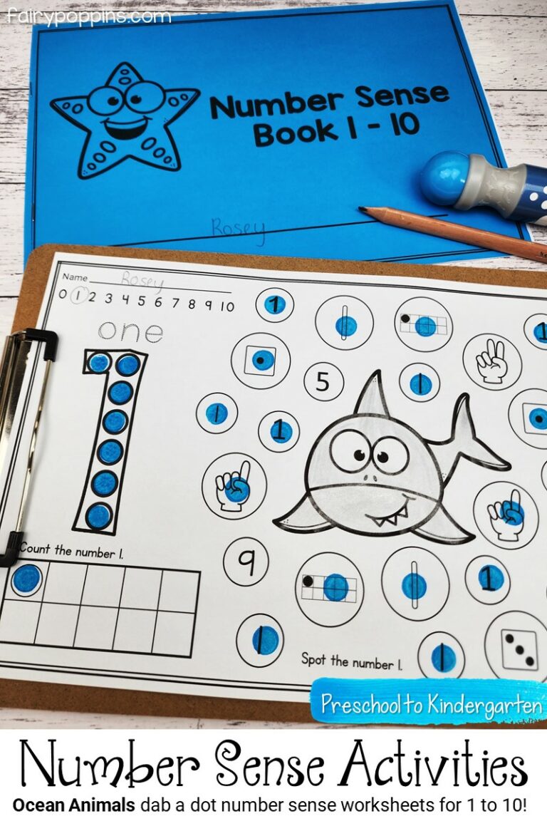 Kindergarten Number Sense Activities (1-10) - Fairy Poppins