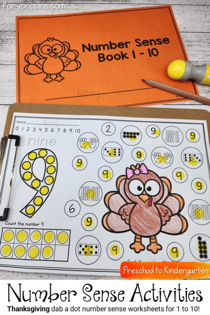 Number Sense Activities (1 to 10) - Dot Markers - Fairy Poppins