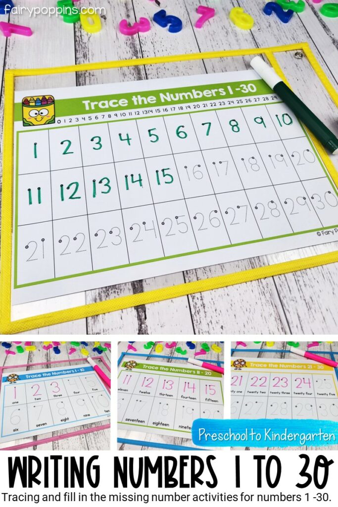 Tracing Numbers Practice for Kids - 1 to 30 - Fairy Poppins