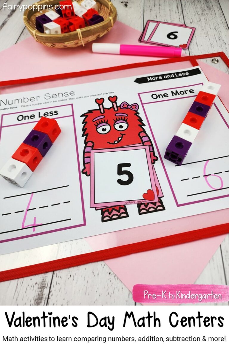 Valentine's Day Math Centers for Kindergarten - Fairy Poppins