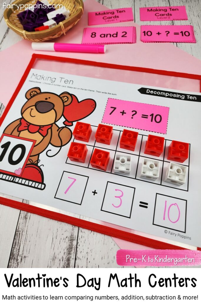 Valentine's Day Math Centers for Kindergarten - Fairy Poppins