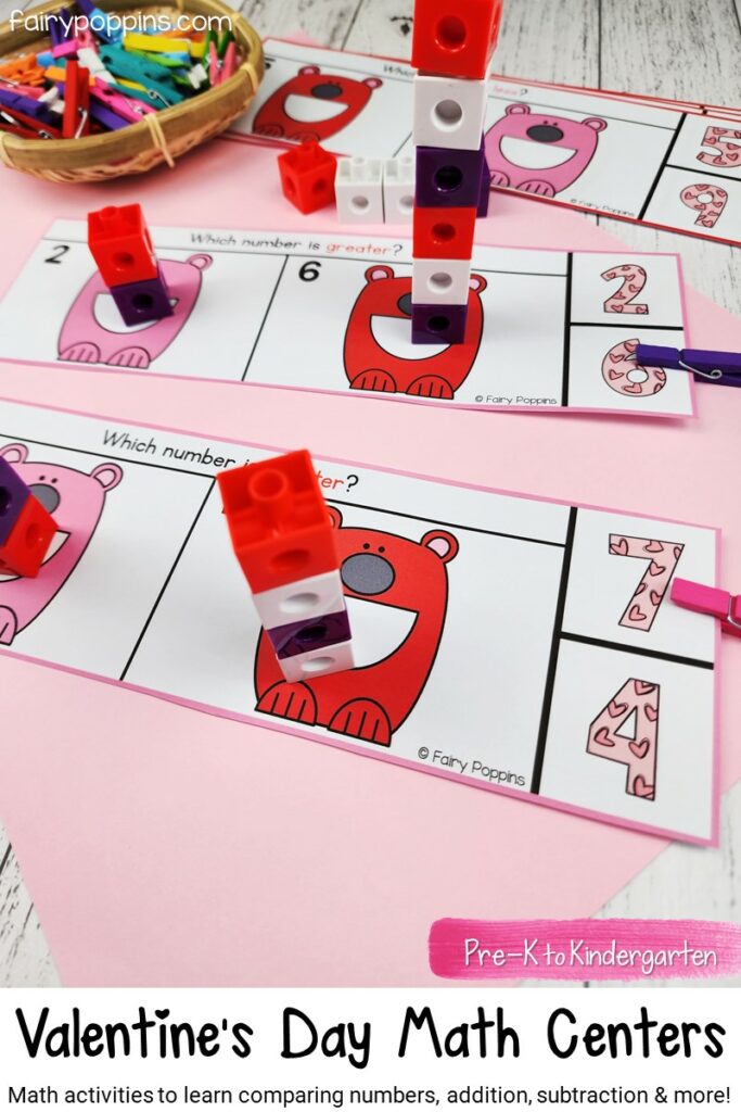 Valentine's Day Math Centers for Kindergarten - Fairy Poppins
