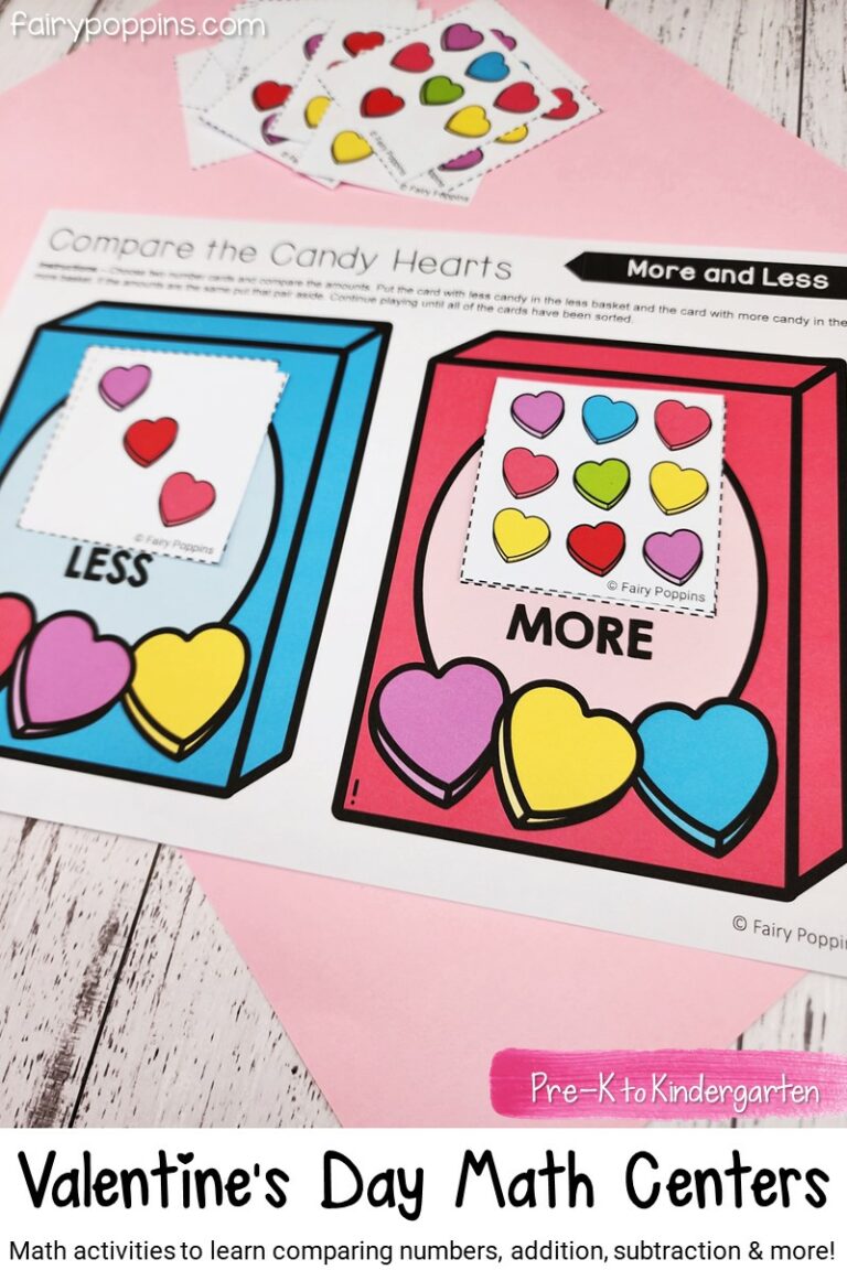 Valentine's Day Math Centers for Kindergarten - Fairy Poppins