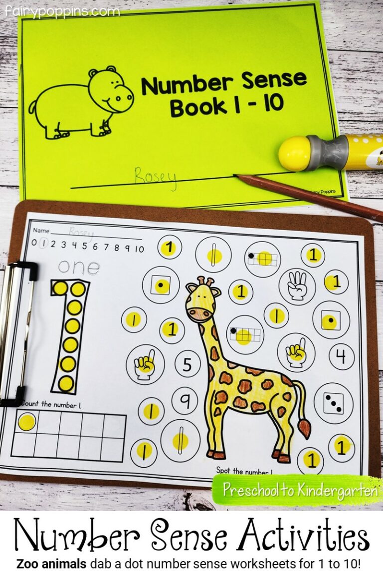 Kindergarten Number Sense Activities (1-10) - Fairy Poppins