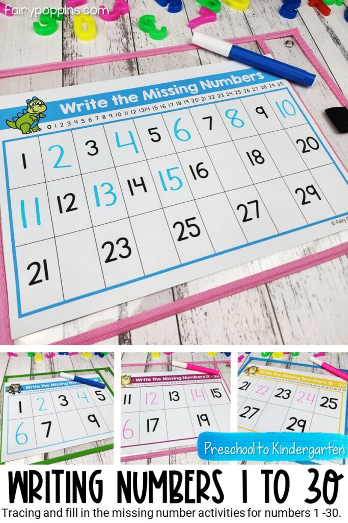 Tracing Numbers Practice for Kids - 1 to 30 - Fairy Poppins