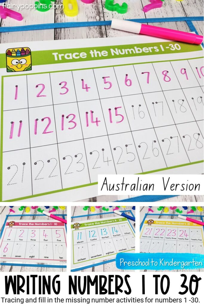 Tracing Numbers Practice for Kids - 1 to 30 - Fairy Poppins