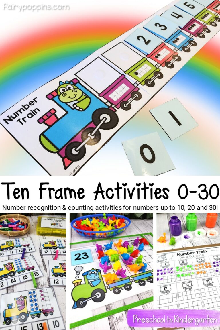 Ten Frames Activities for Numbers 0 to 30 - Fairy Poppins
