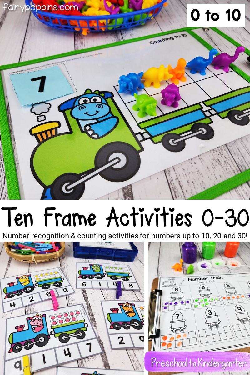 Ten Frames Activities for Numbers 0 to 30 - Fairy Poppins