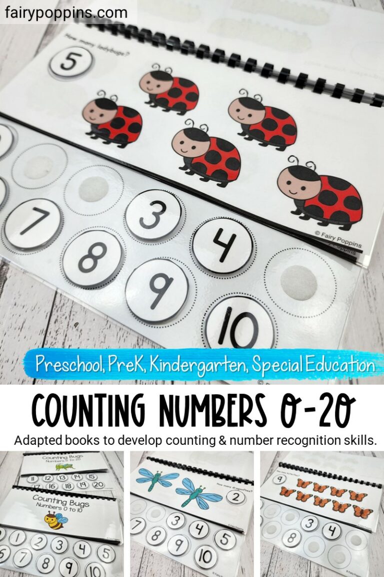 Adapted Number Books for Counting 0-20 (0-10) - Fairy Poppins