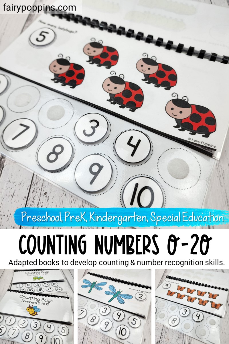 Adapted Number Books for Counting 0-20 (0-10) - Fairy Poppins