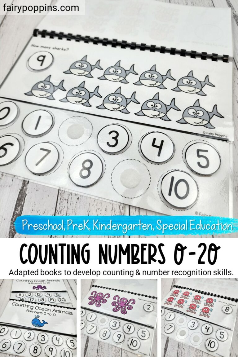 Adapted Number Books for Counting 0-20 (0-10) - Fairy Poppins