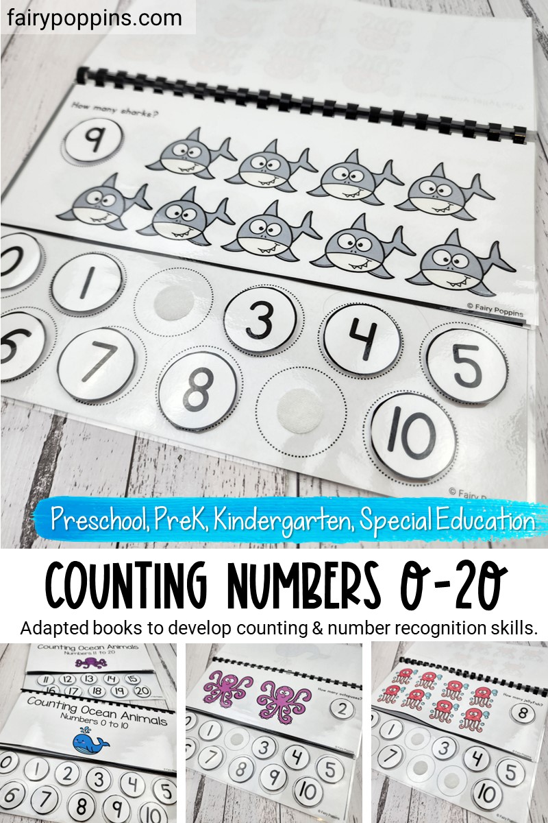 Adapted Number Books for Counting 0-20 (0-10) - Fairy Poppins