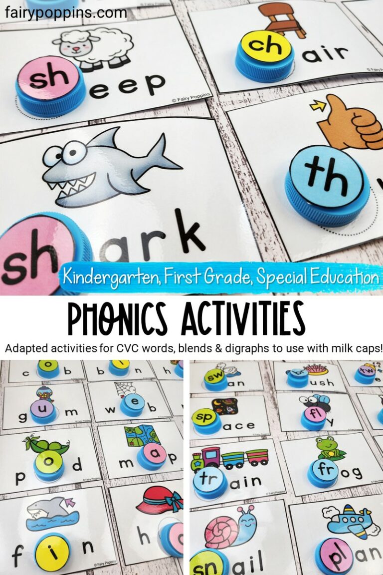 Phonics Activities With Milk Caps (Bottle Lids) - Fairy Poppins