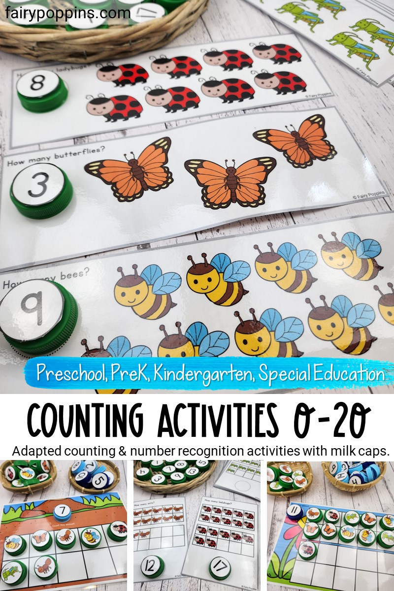 Milk Cap Counting Activities for Kids (0-20) - Fairy Poppins