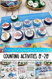 Milk Cap Counting Activities for Kids (0-20) - Fairy Poppins