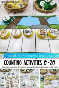Milk Cap Counting Activities for Kids (0-20) - Fairy Poppins