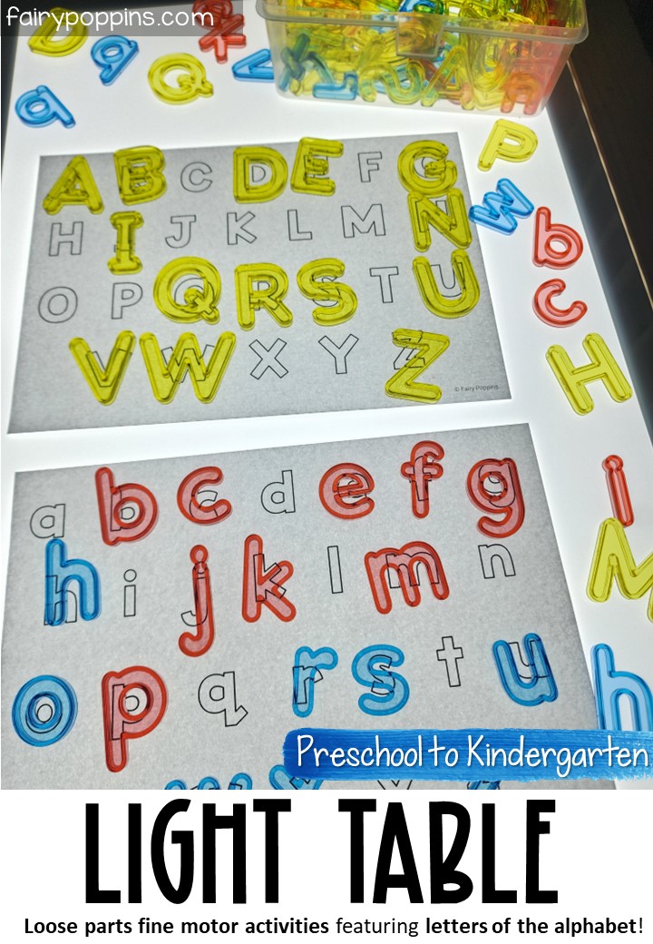 Light Table Activities Using Loose Parts - Fairy Poppins