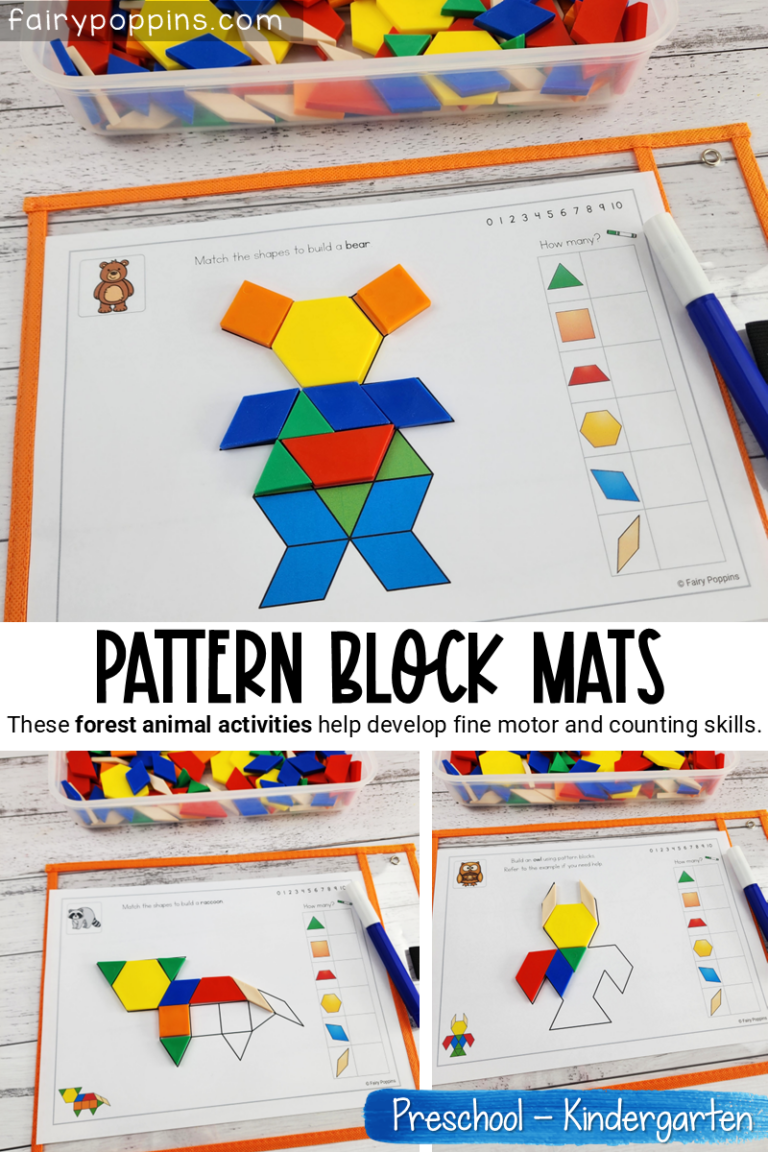 Fun Pattern Block Mats for Preschool, Pre-K, and Kindergarten - Fairy ...